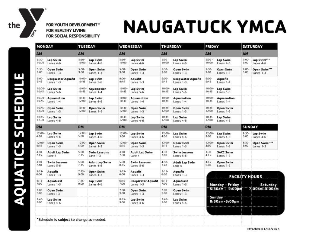 Pool Schedule – NAUGATUCK YMCA