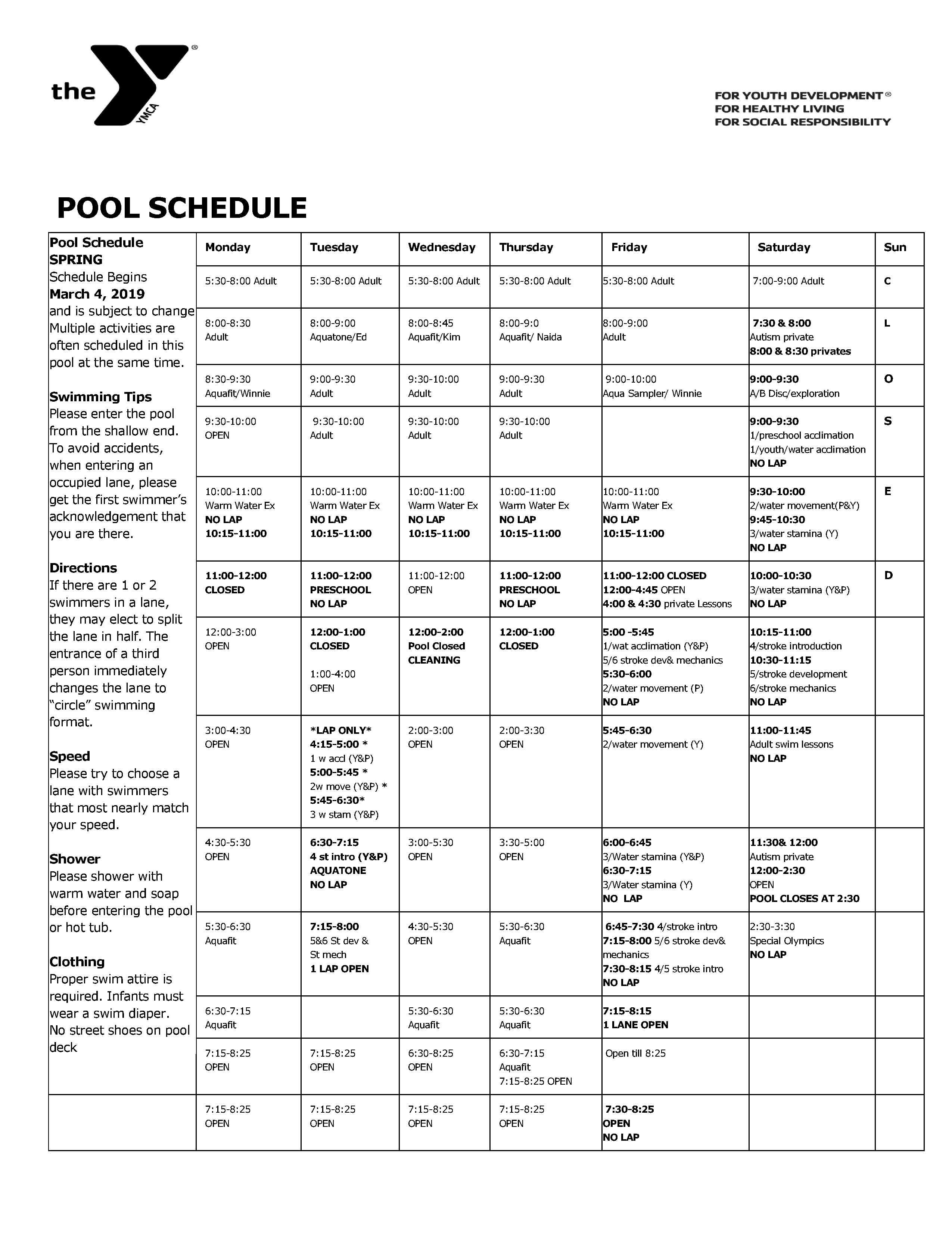 pool schedule spring 20191 – NAUGATUCK YMCA